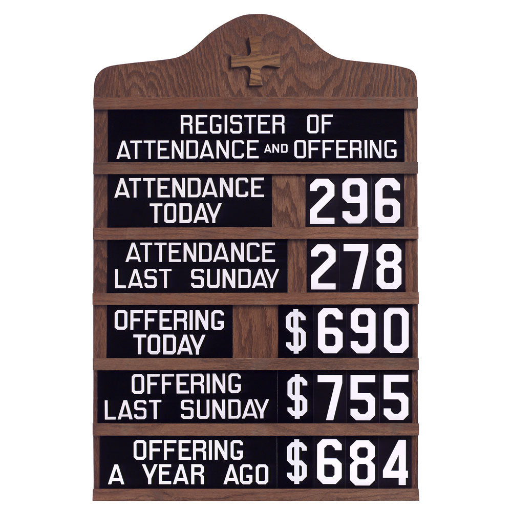Church Attendance Board | Wall Mount or Free Standing | Light or Dark