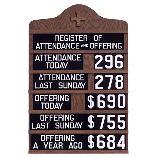 Church Attendance Board | Wall Mount or Free Standing | Light or Dark