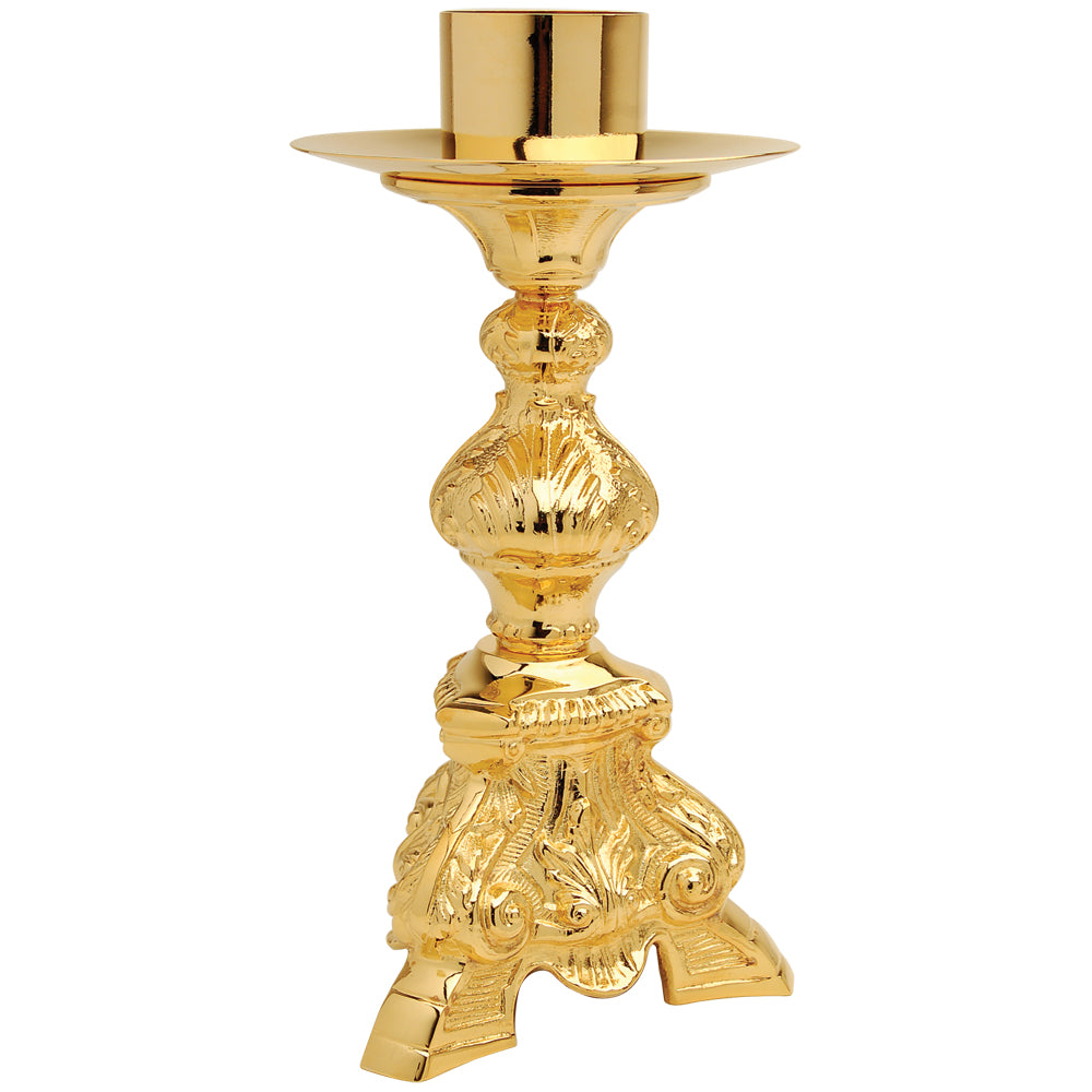 Altar Candlestick, Gold Plated, 10 3-4" tall, each