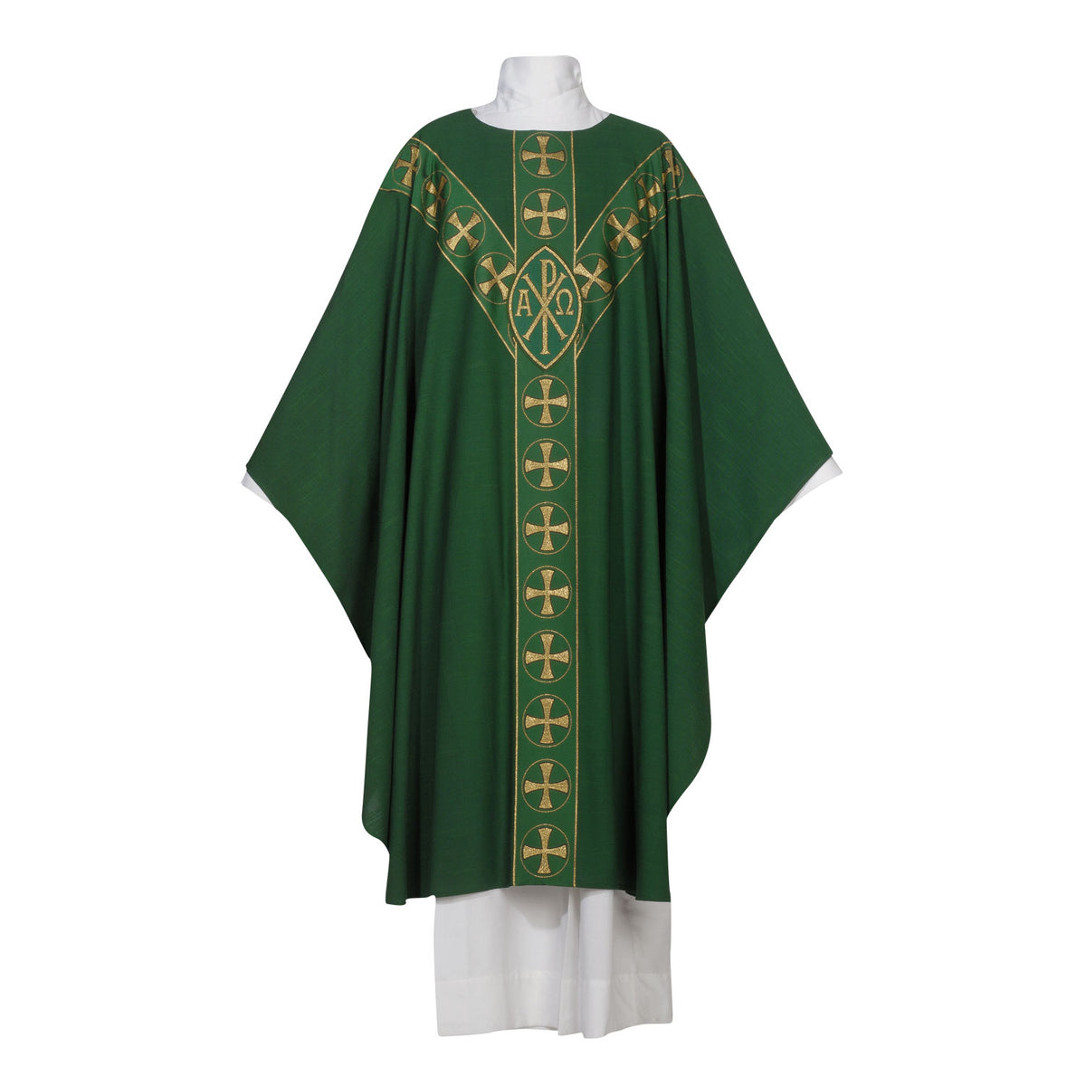 Arte Grosse Chi-Rho Chasuble in Europa Fabric - Forest Green