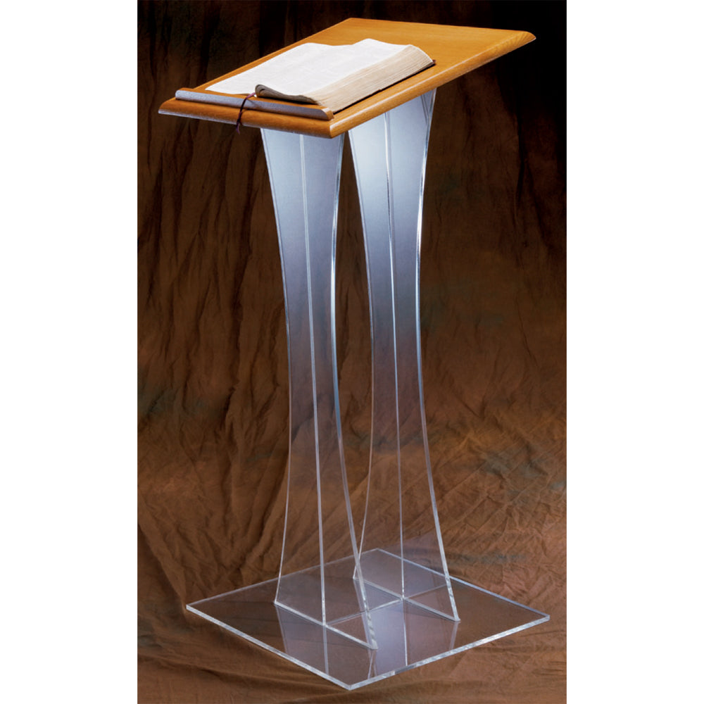 Acrylic Lectern w-Wood Top