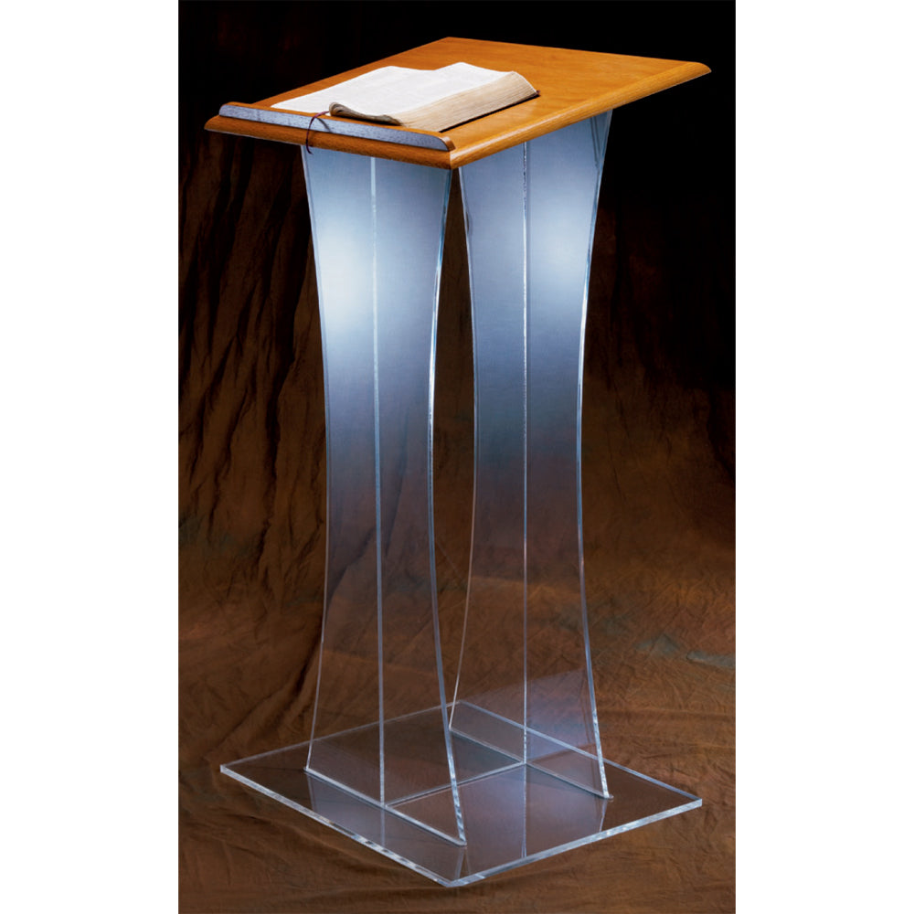 Acrylic Lectern w-Wood Top