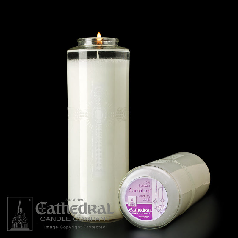 8 Day Glass Sanctuary Candle | Sacralux | 12% Beeswax | (12 pcs. per c