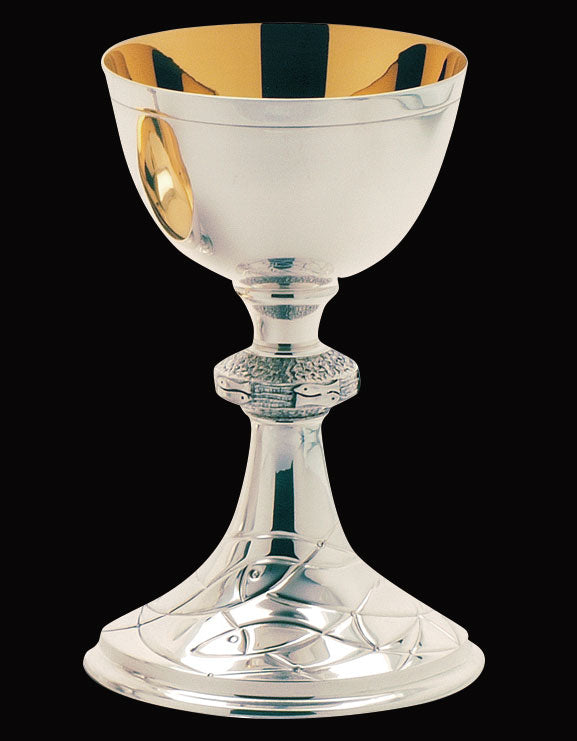 Silver Chalice | Fish Motif | 15 oz